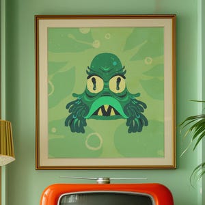 LAGOON MONSTER Retro Halloween Monster Mash Print, Boho Halloween ...