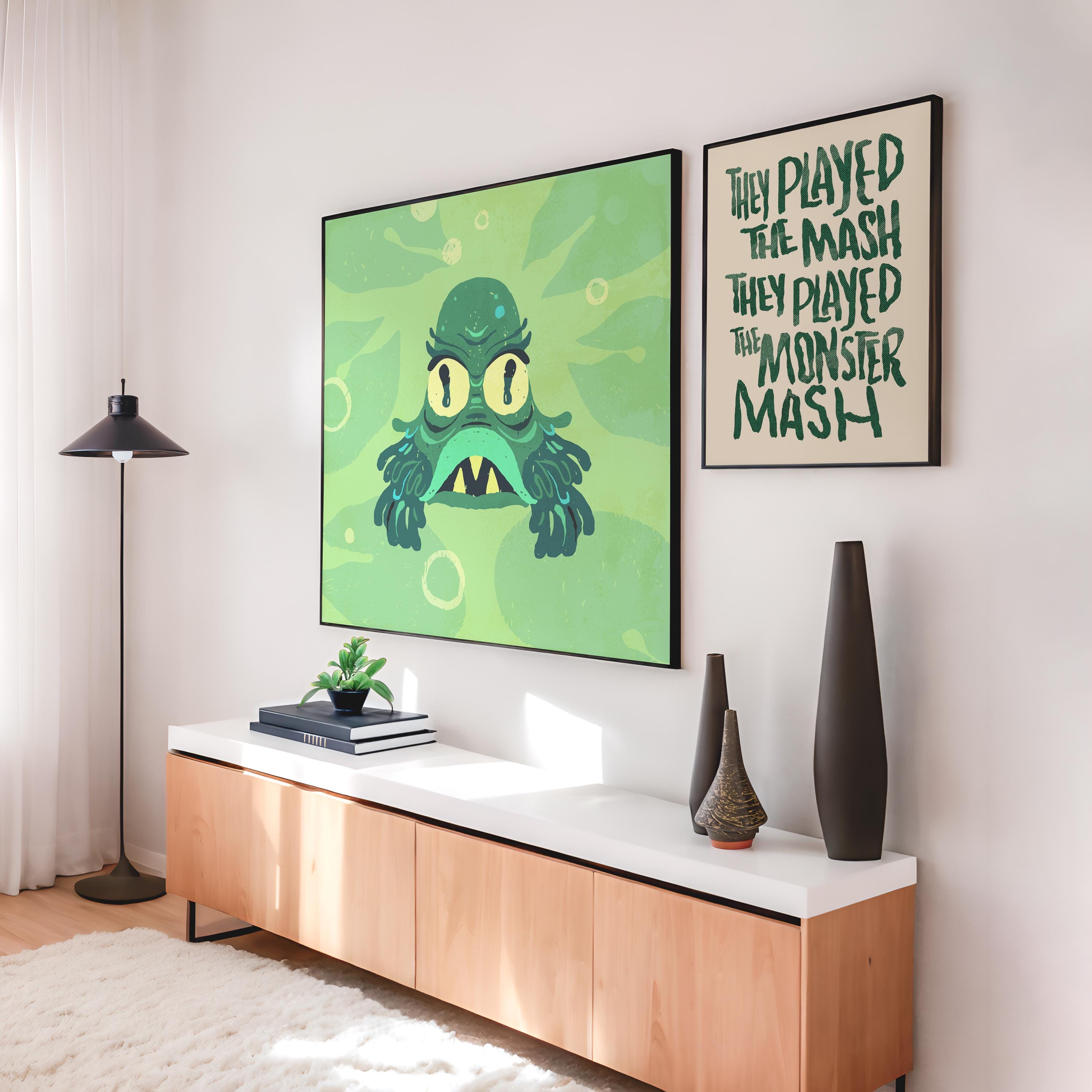 LAGOON MONSTER Retro Halloween Monster Mash Print, Boho Halloween ...