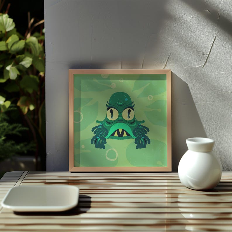 LAGOON MONSTER Retro Halloween Monster Mash Print, Boho Halloween ...