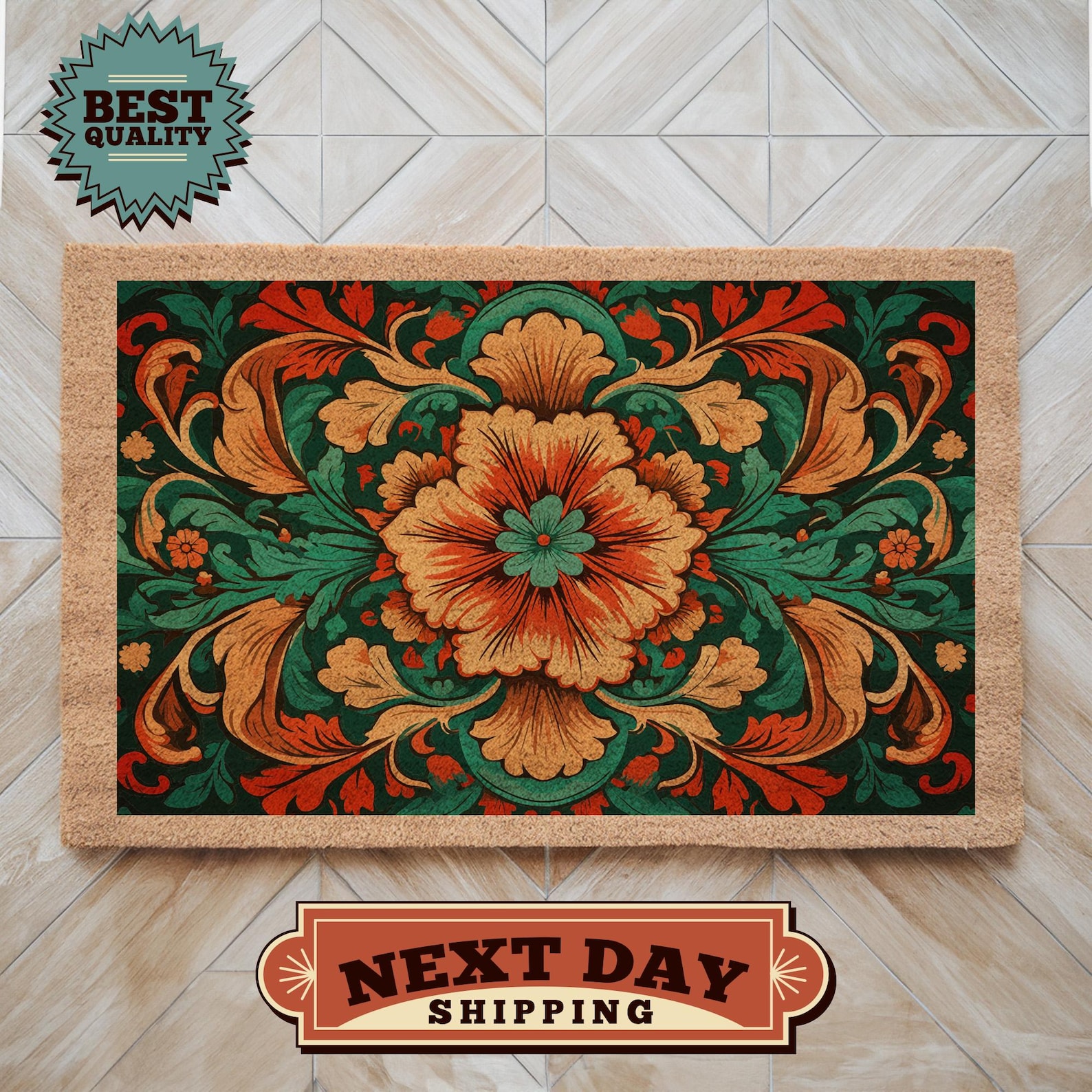 Floral Welcome Mat, Floral Doormat, Colorful Doormat, Housewarming Gift ...