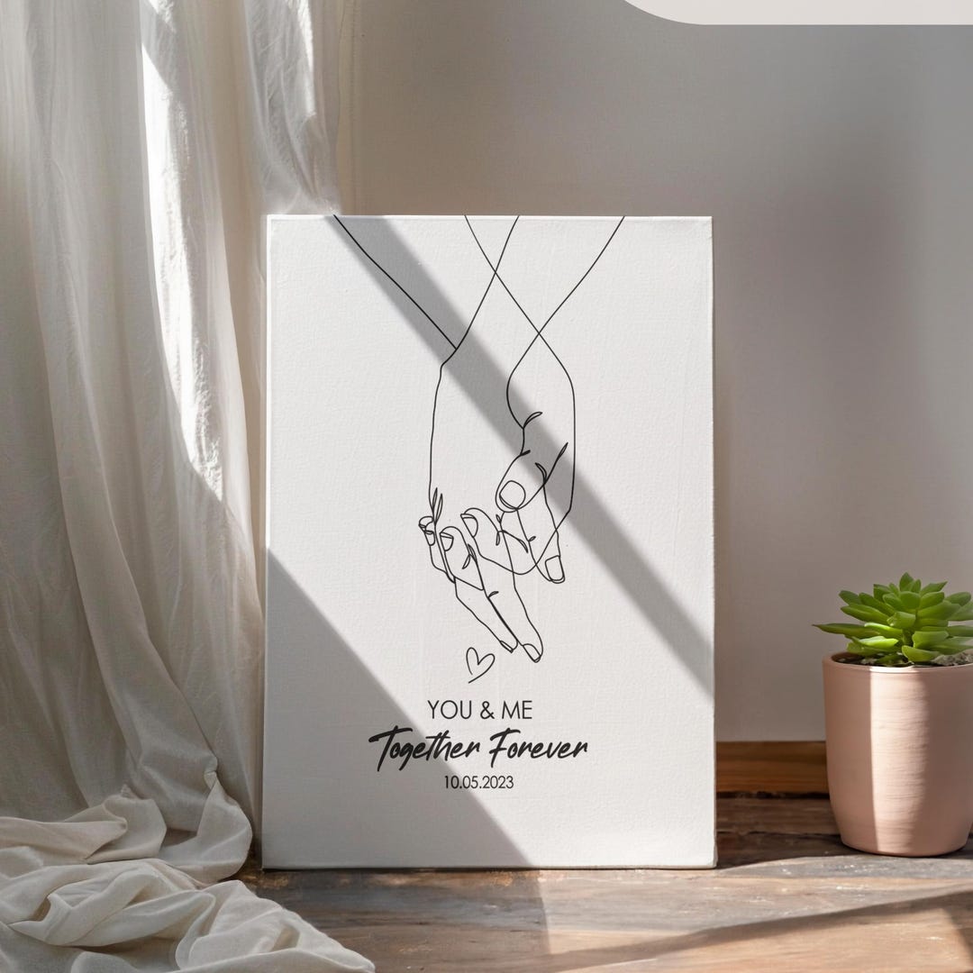 Couples Love Hands Print, Together Forever, Line Art Design, Gift for ...