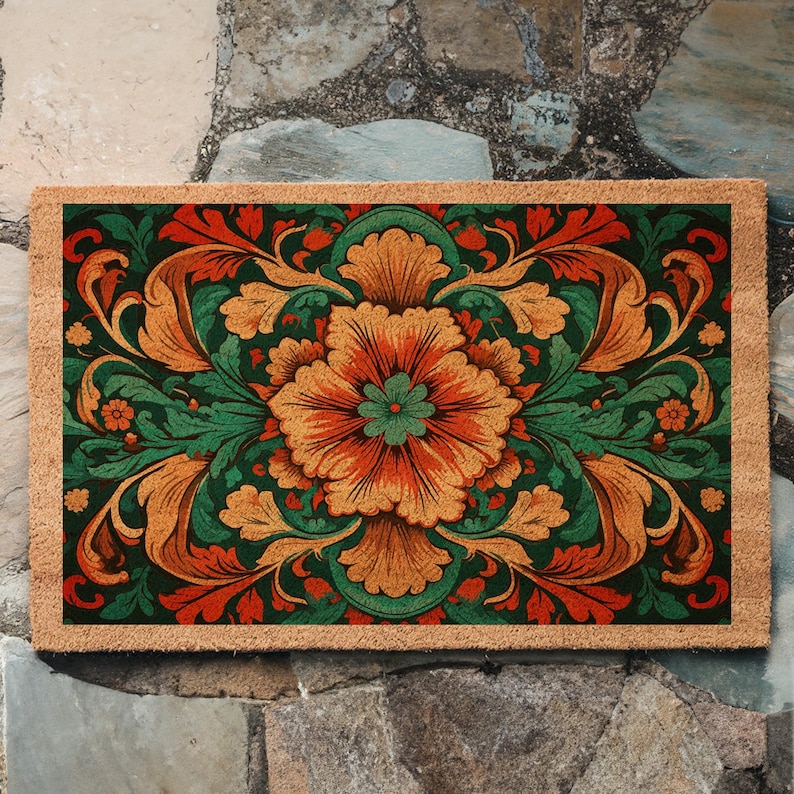 Floral Welcome Mat, Floral Doormat, Colorful Doormat, Housewarming Gift ...