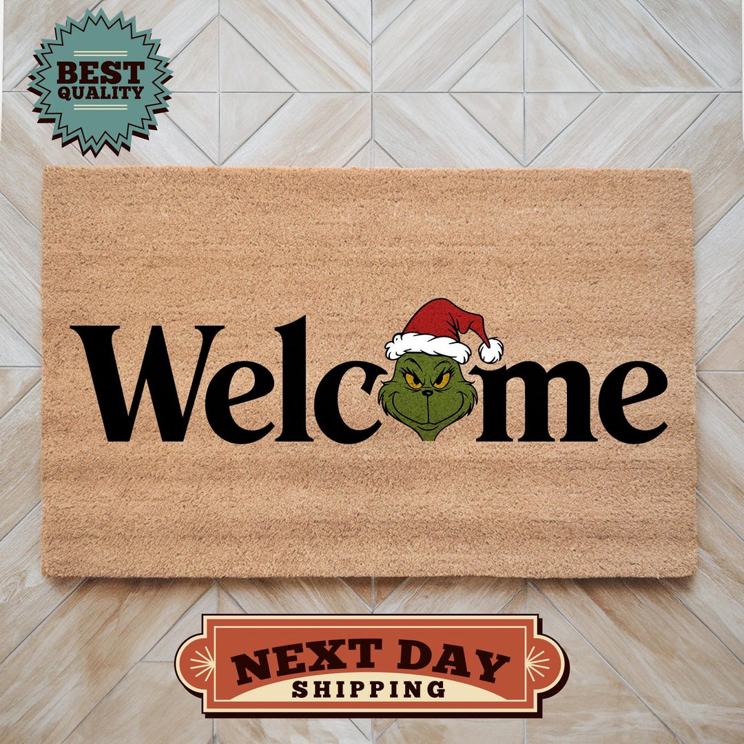 Welcome Grinch Doormat, Grinch Decor, Christmas Doormat, Porch Decor ...