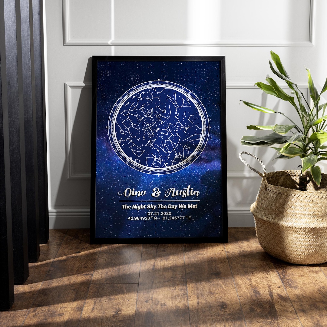 Personalized Night Sky Star Map Print, Anniversary Constellation Poster ...