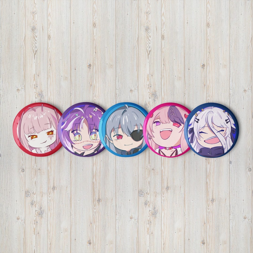 Vshojo Girls Set of 5 Pins, Ironmouse, Geega, Matara Kan, Michi ...