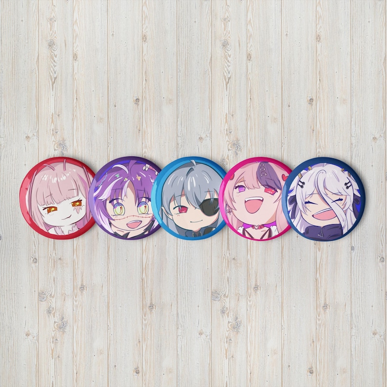 Vshojo Girls Set of 5 Pins, Ironmouse, Geega, Matara Kan, Michi ...