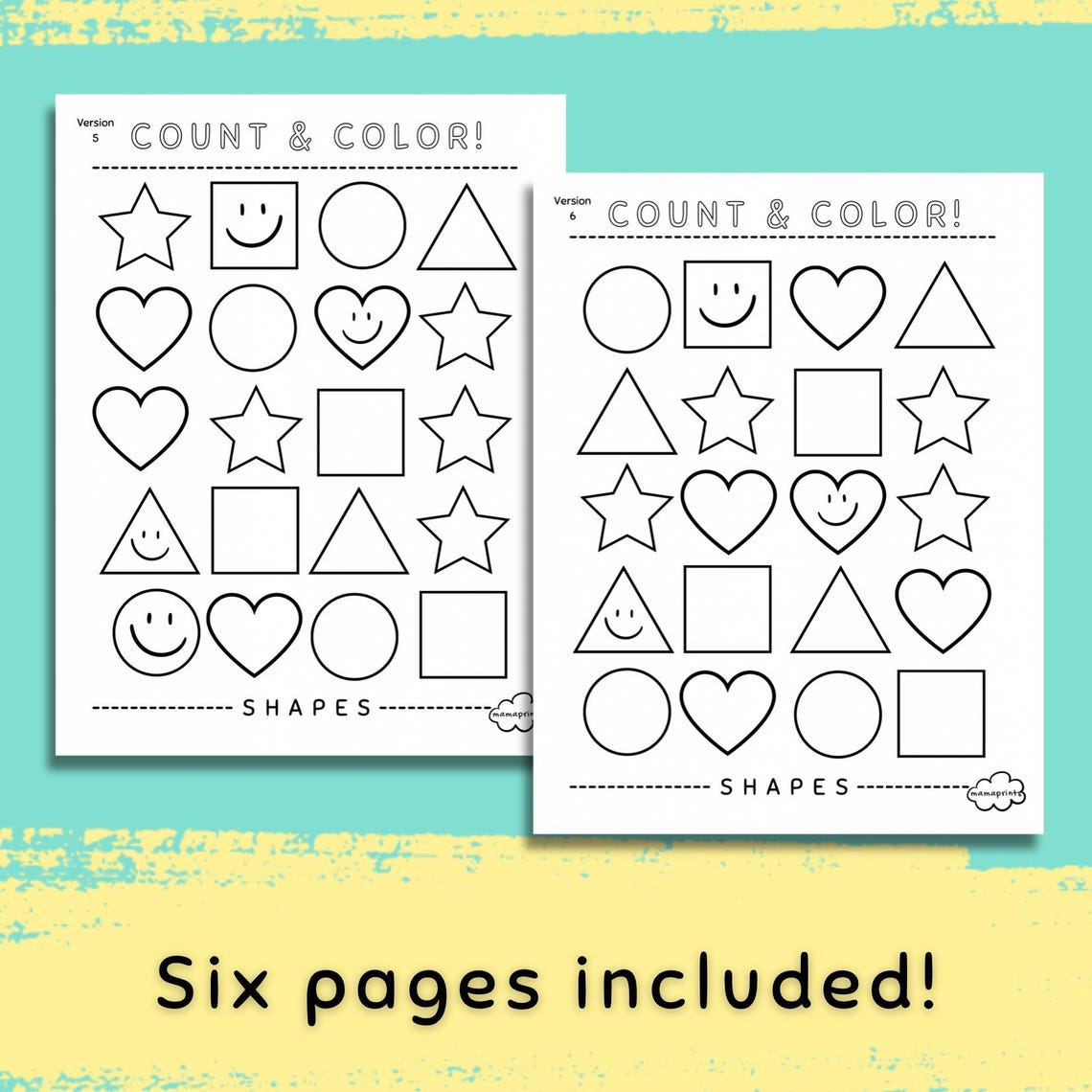 Count and Color Printable Coloring Sheet - Beginner Shapes, Preschool ...