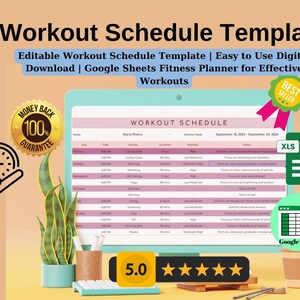 Editable Workout Schedule Template Easy to Use Digital Download Google ...