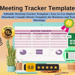 Editable Meeting Tracker Template | Easy to Use Digital Download ...