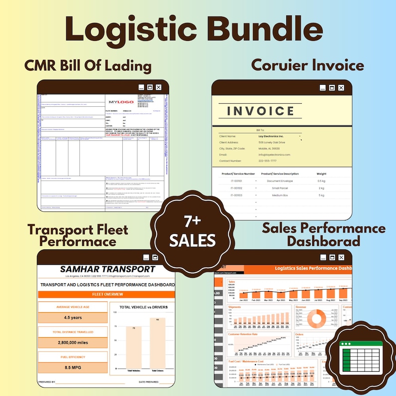 Logistics & Transport Google Sheets Bundle, CMR Bill of Lading, Courier ...