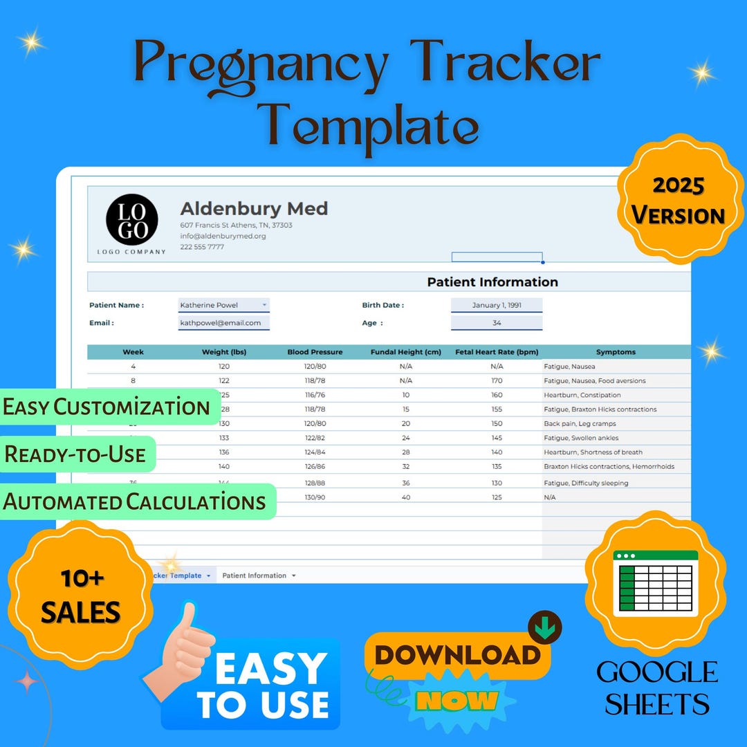 Pregnancy Tracker Template: Editable Google Sheets Journal for ...