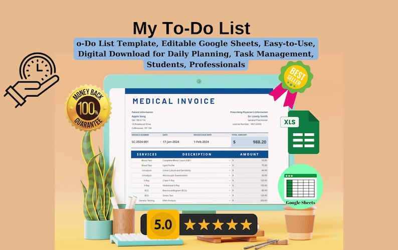 To-do List Template, Editable Google Sheets, Easy-to-use, Digital ...