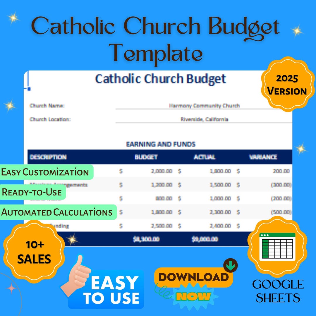 Catholic Church Budget Templat, Parish Finance Planner in Google Sheets ...
