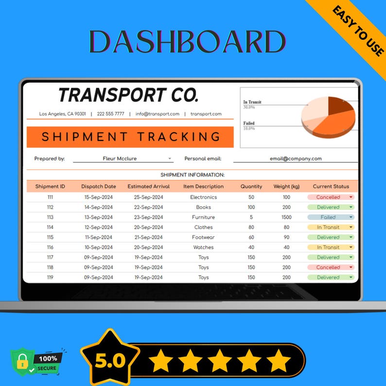 Shipment Tracking Spreadsheet: Logistics & Delivery Management (google ...