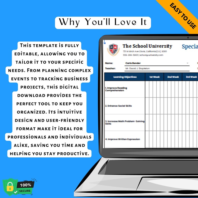 Special Education IEP Tracking Sheet Template, Individualized Education ...