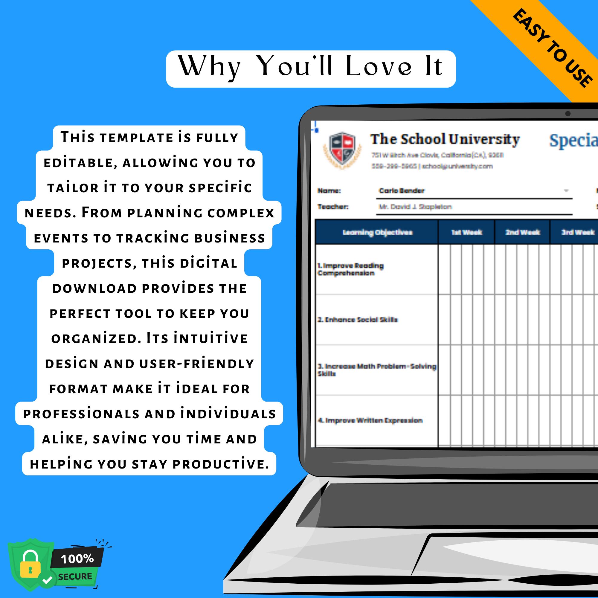 Special Education IEP Tracking Sheet Template, Individualized Education ...