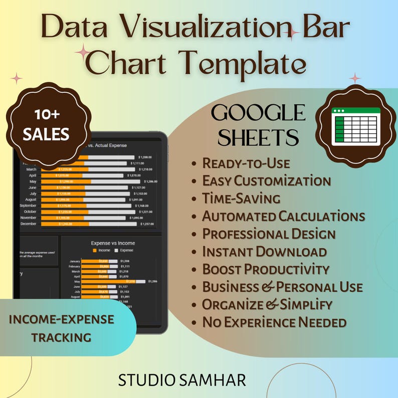 Bar Chart Template | Google Sheets Graph Template | Customizable Bar ...