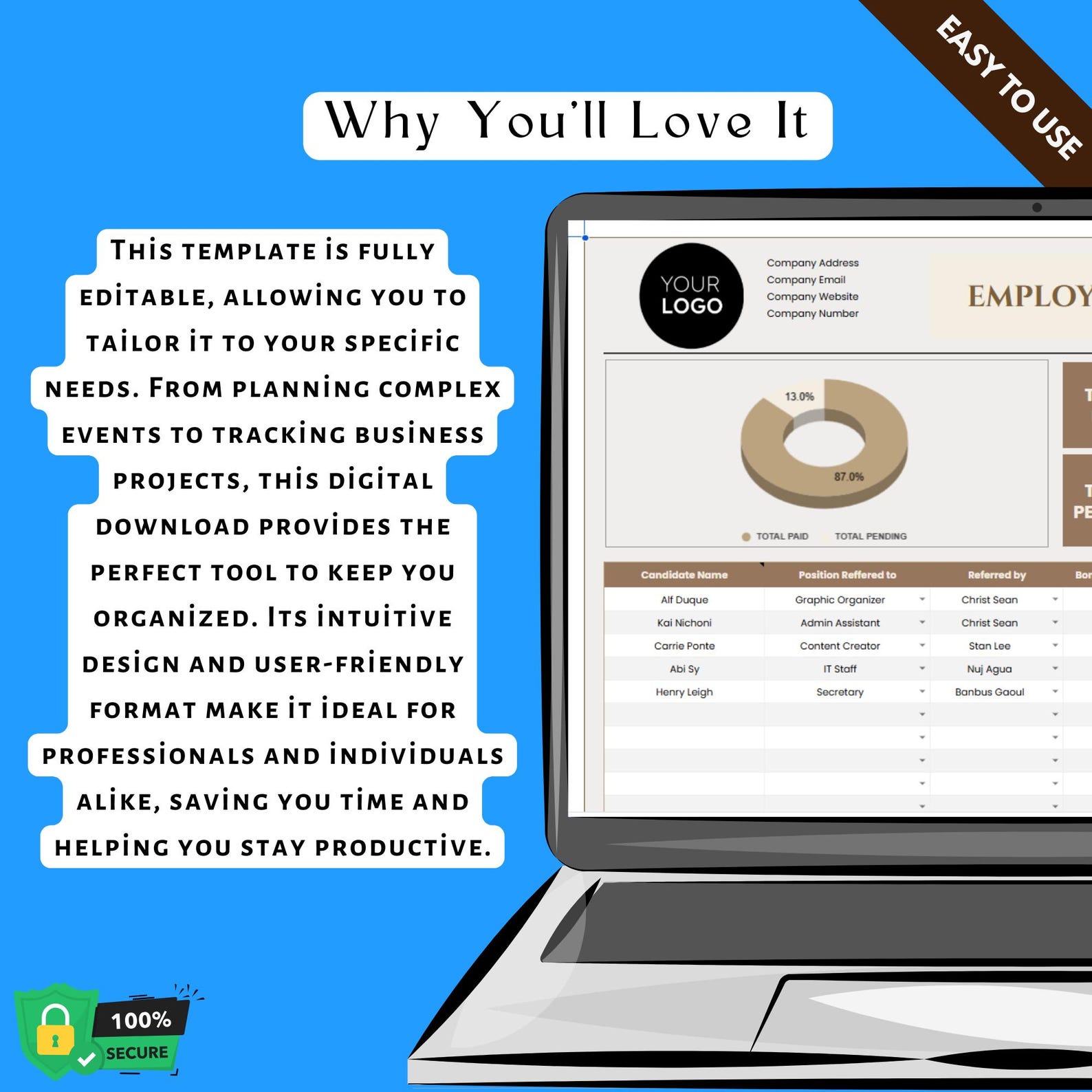 Employee Referral Bonus Tracker Template, Editable Google Sheets, HR ...