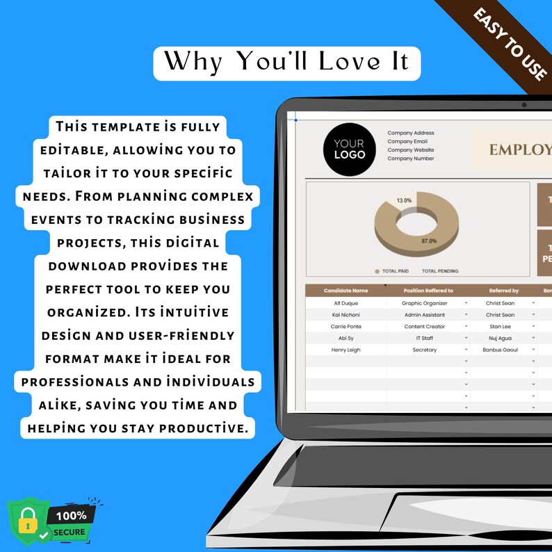 Employee Referral Bonus Tracker Template, Editable Google Sheets, HR ...