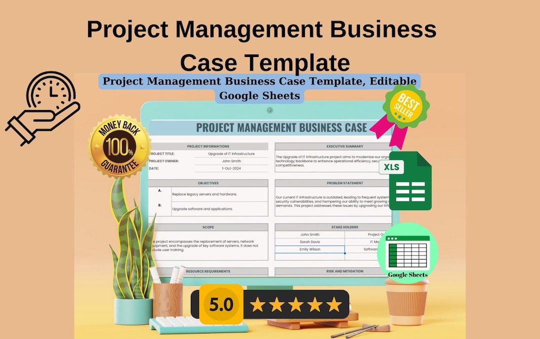 Project Management Business Case Template, Editable Google Sheets, Easy ...