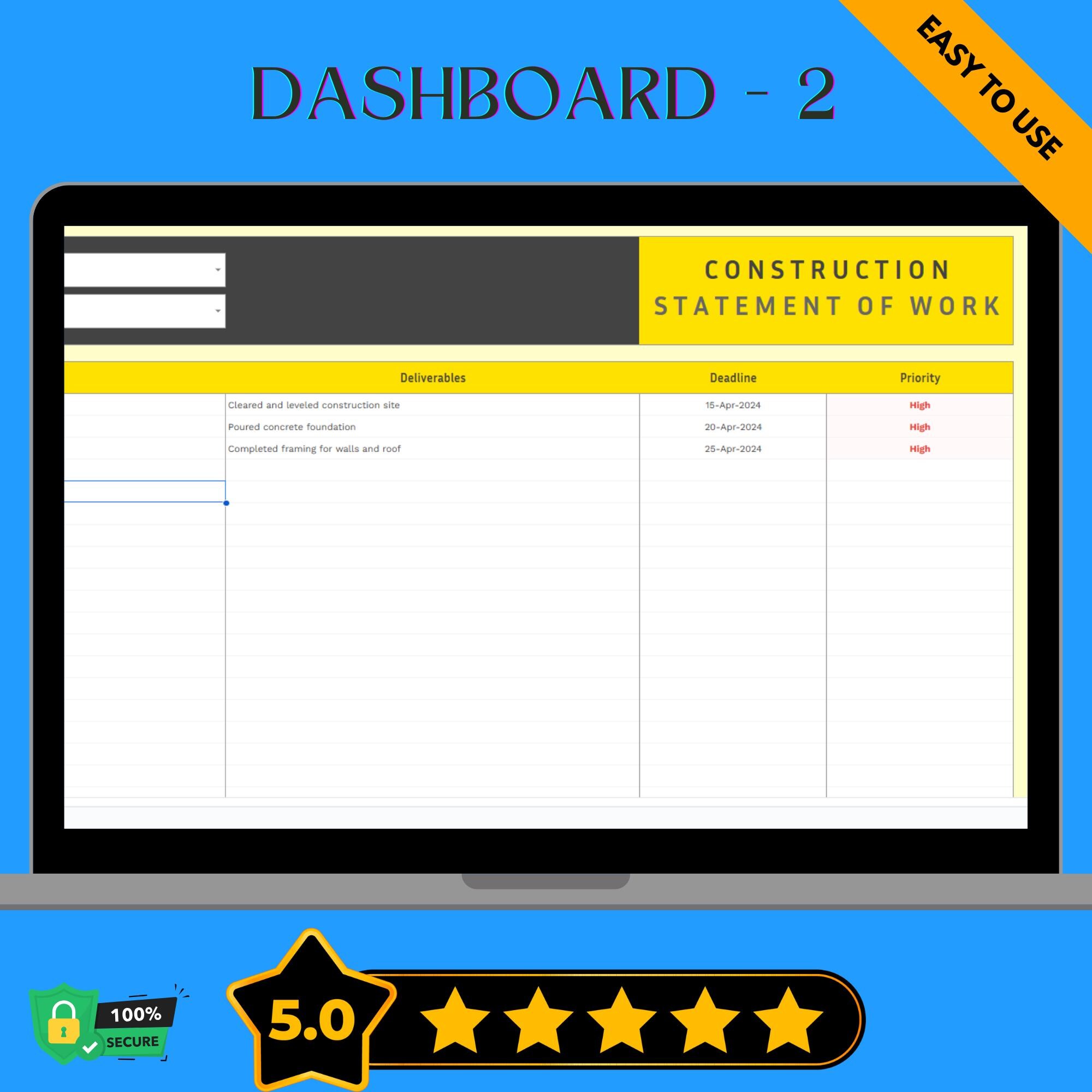 Construction Statement of Work Template in Google Sheets | Construction ...