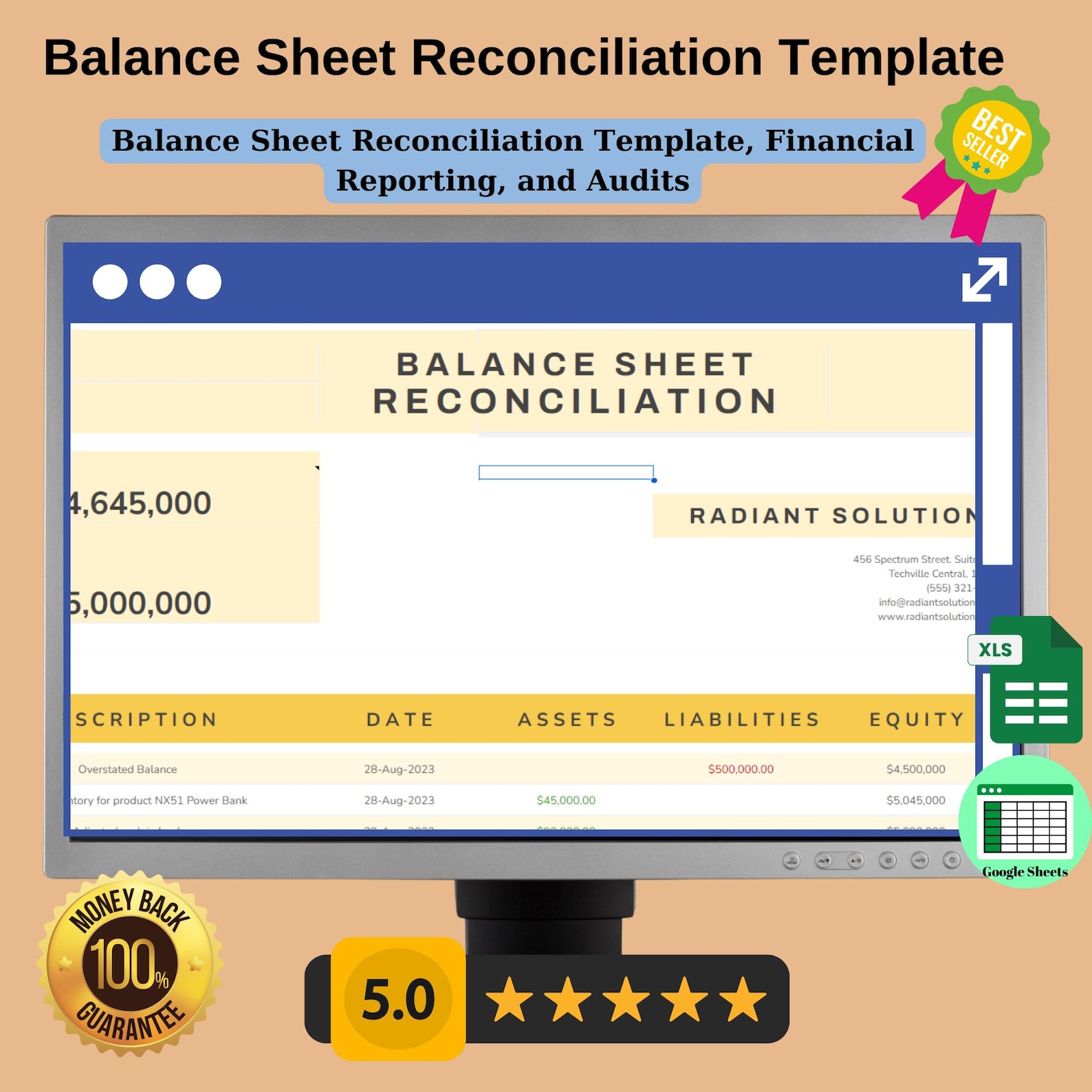 Balance Sheet Reconciliation Template, Editable Google Sheets, Easy-to ...