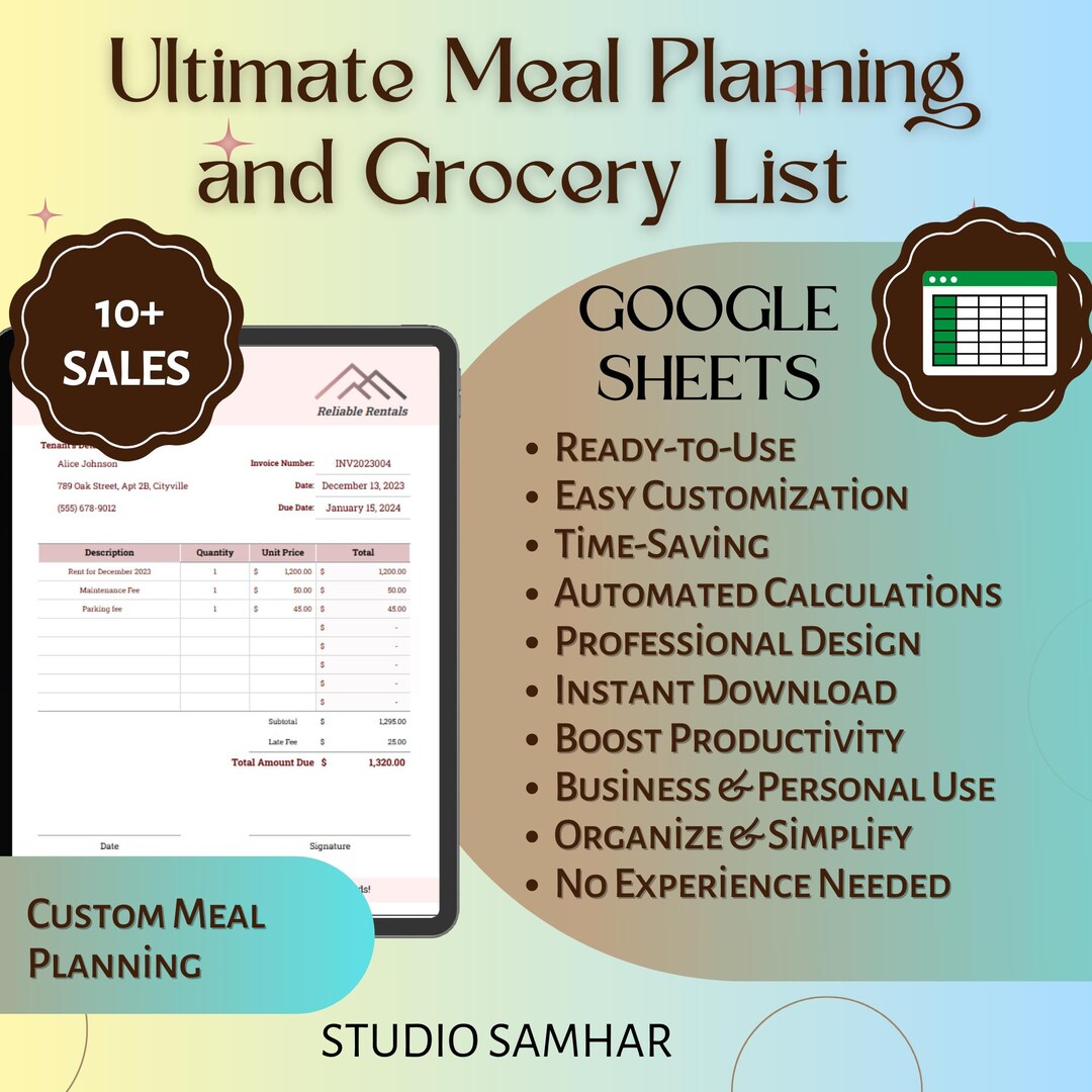 Rent Invoice Template Google Sheets Rental Payment Tracker Tenant ...