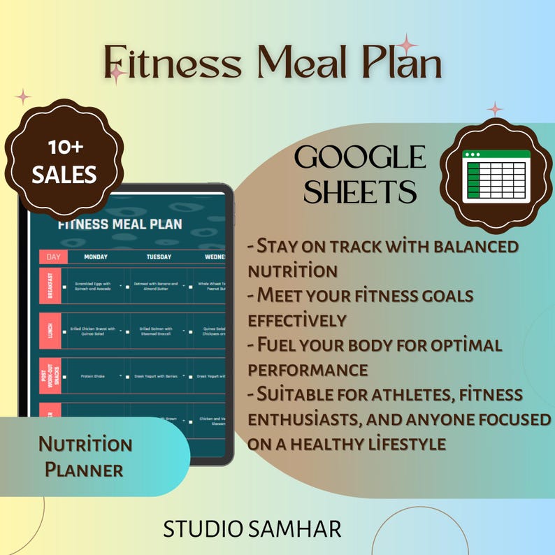 Customizable Fitness Meal Plan Template Google Sheets Nutrition Planner ...