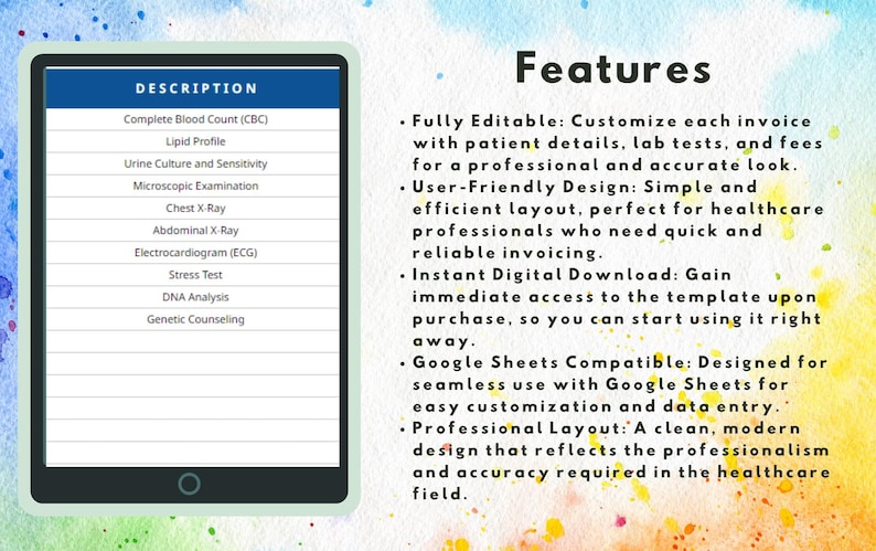 Editable Medical Lab Services Invoice Template | Easy to Use Digital ...