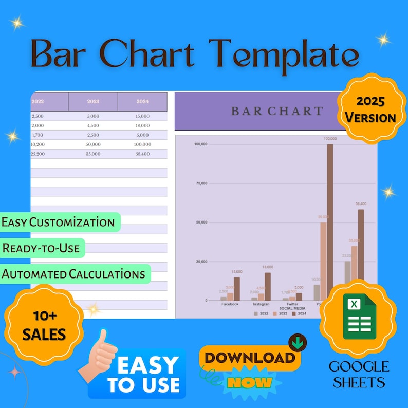 Bar Chart Template, Google Sheets Data Visualization, Business Graph Maker, Editable Excel Chart ...