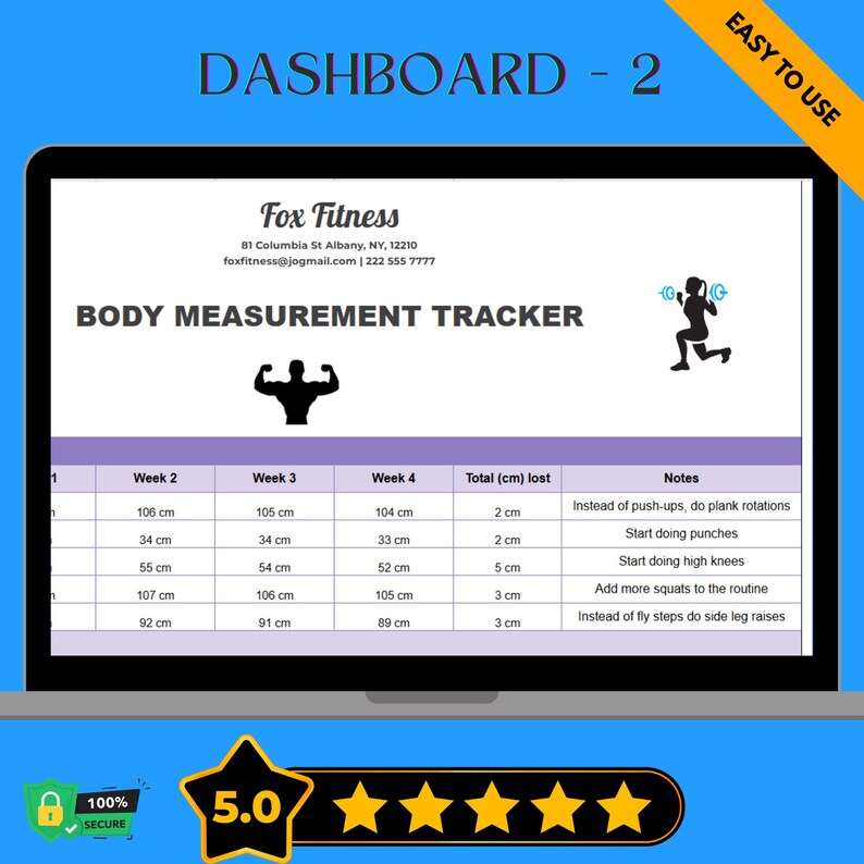 Body Measurement Tracker Google Sheets, Fitness Progress Log, Body ...