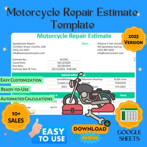 Motorcycle Repair Estimate Template, Google Sheets Auto Service Invoice ...