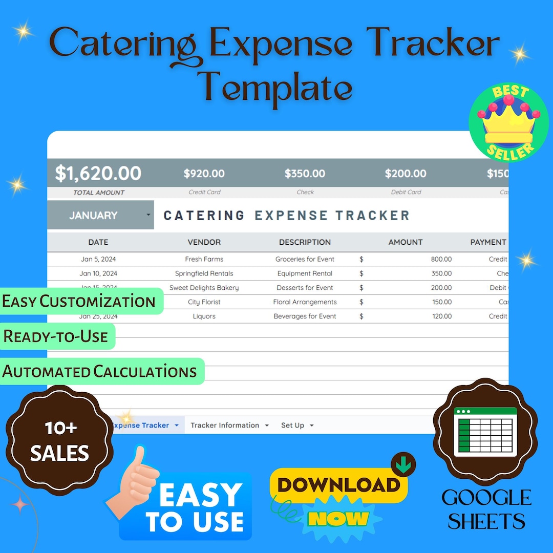 Catering Expense Tracker Template, Event Catering Budget Planner, Food ...