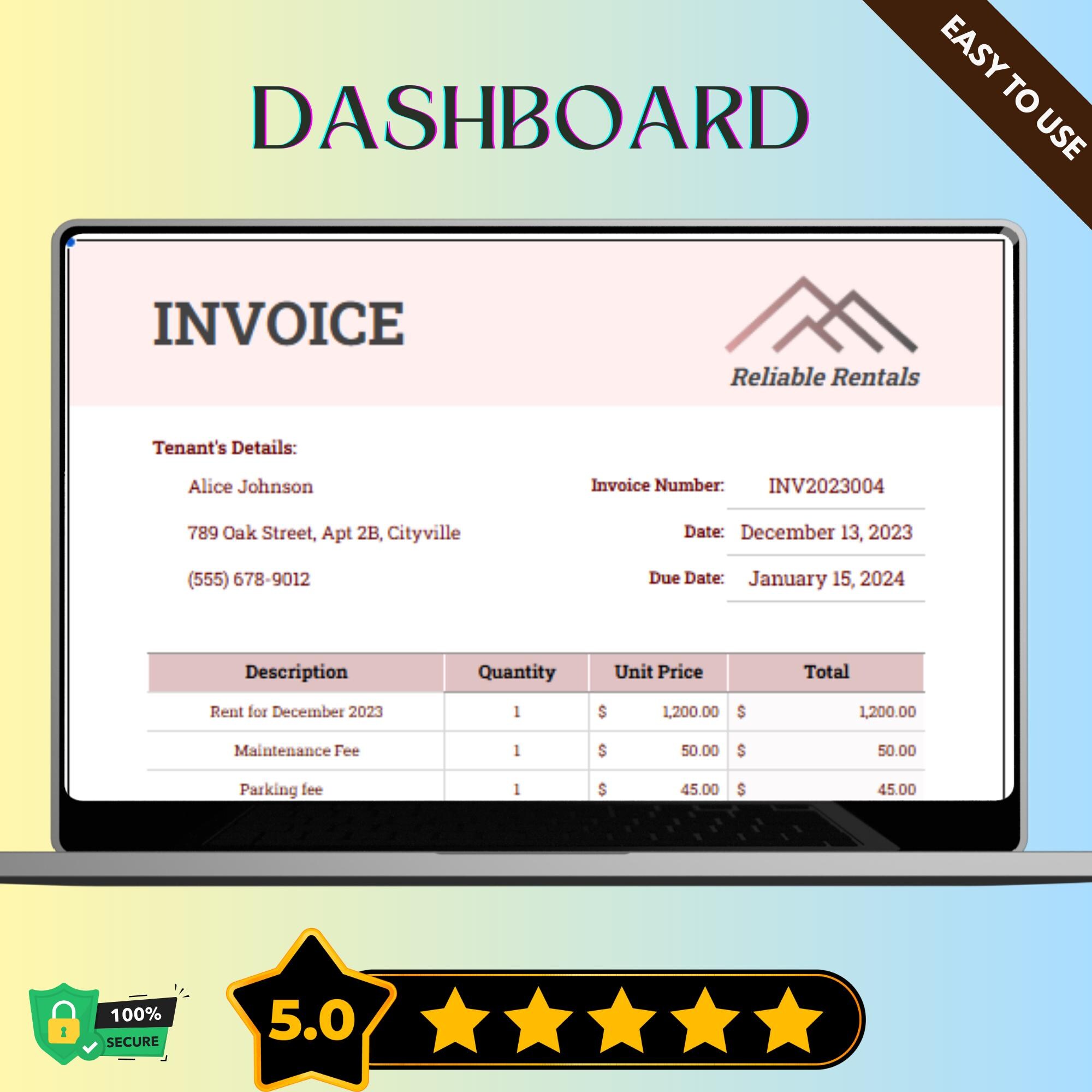 Rent Invoice Template Google Sheets Rental Payment Tracker Tenant ...