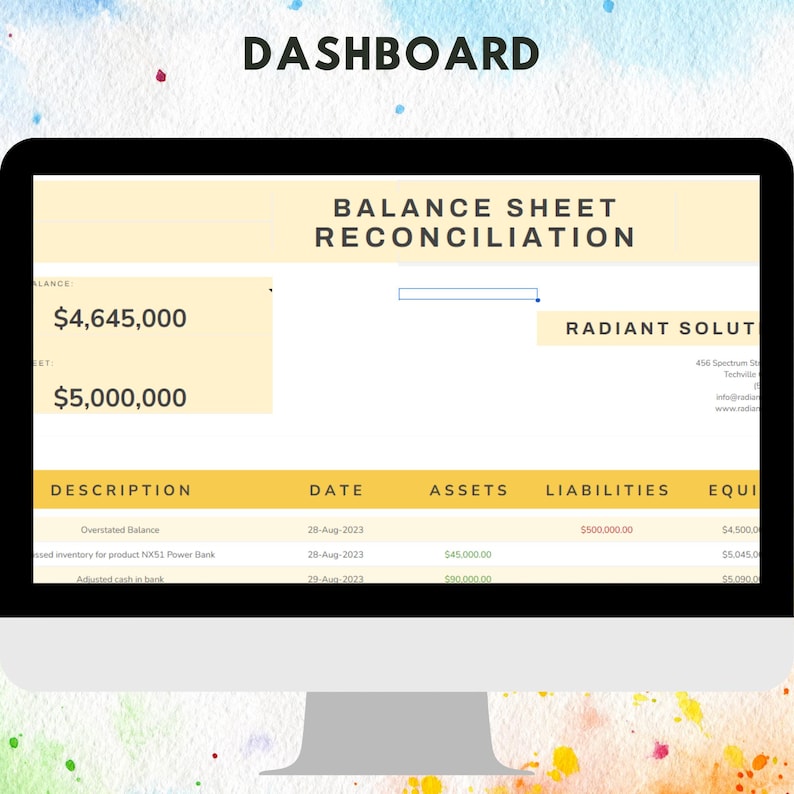 Balance Sheet Reconciliation Template, Editable Google Sheets, Easy-to ...