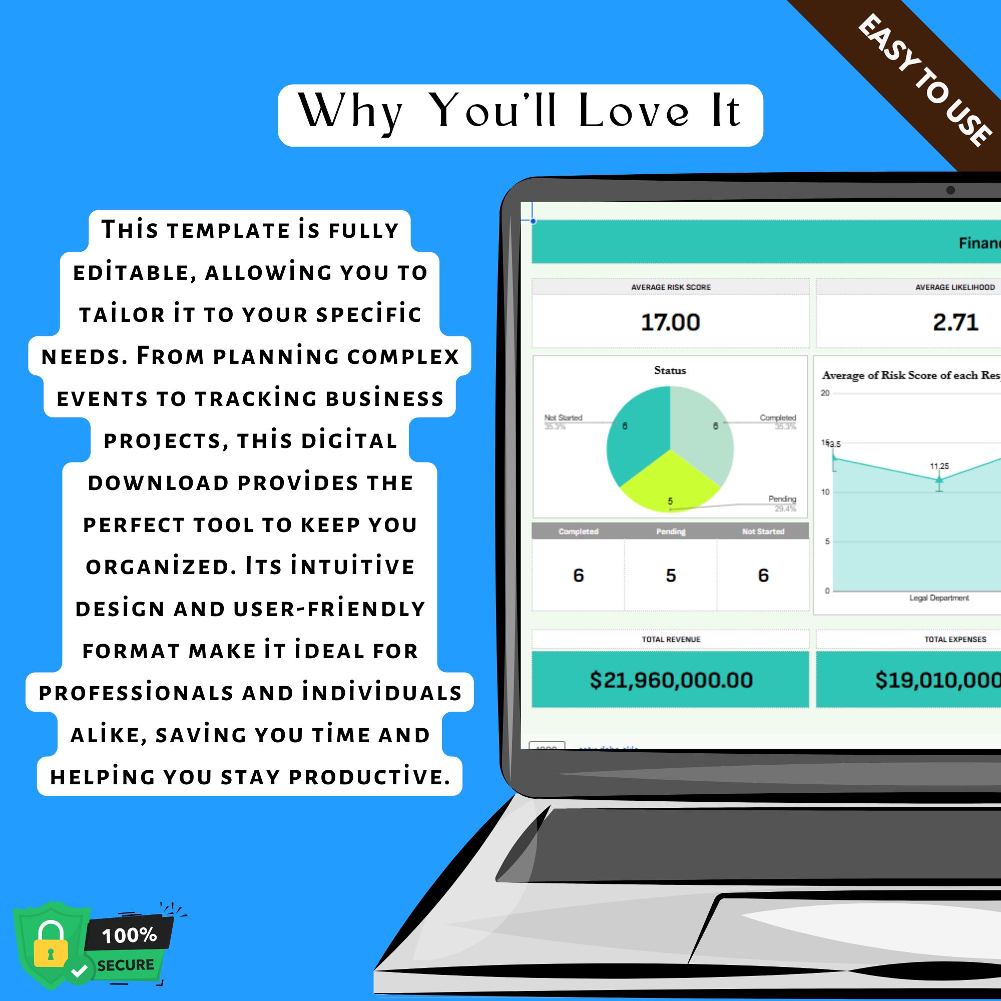 Financial Risk Management Dashboard Template, Editable Google Sheets ...
