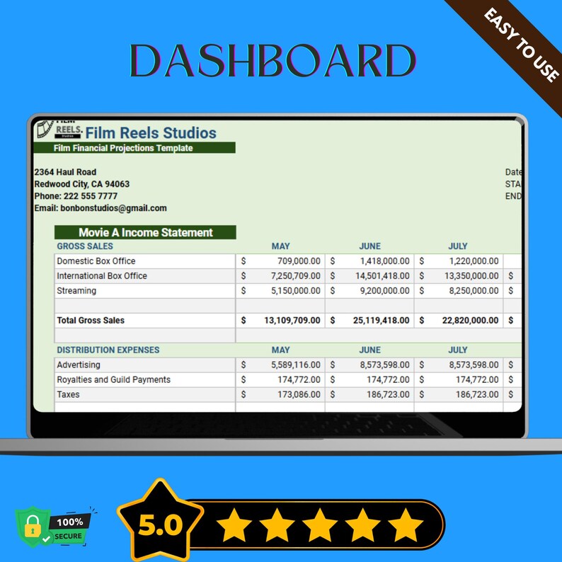 Film Financial Projections Template, Editable Film Budget Template ...
