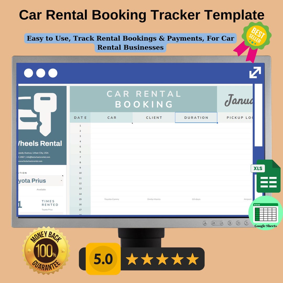 Car Rental Booking Tracker Template, Editable Google Sheets Template ...