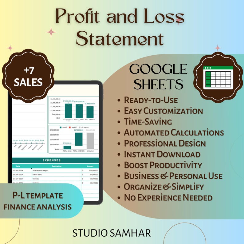 Profit and Loss Template Simple Profit and Loss Statement P L ...