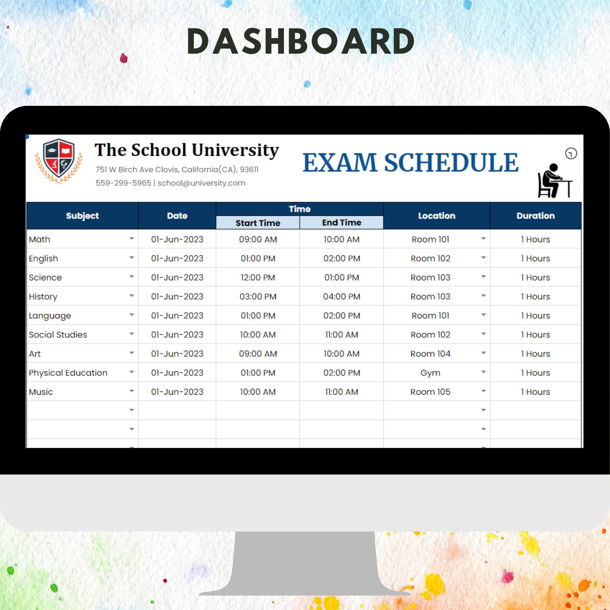 Exam Schedule Template, Editable Google Sheets Template, Digital ...