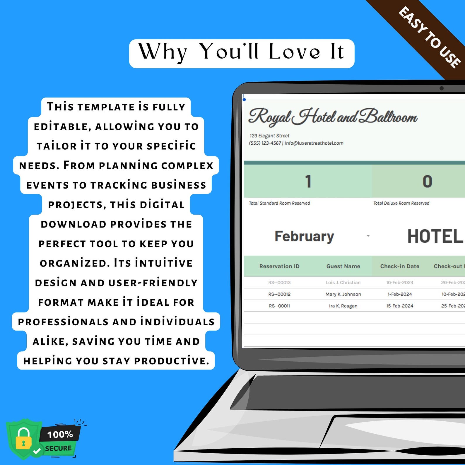 Hotel Reservation Tracker Template, Editable Google Sheets, Digital ...
