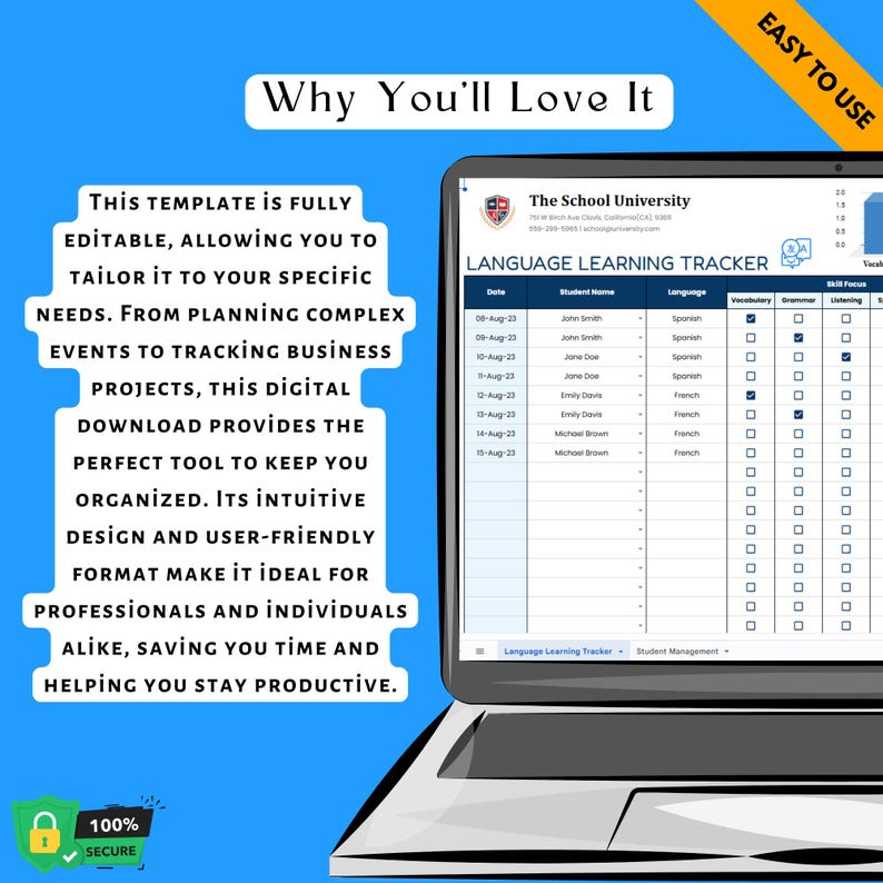 Language Learning Tracker Template, Editable Google Sheets Digital ...