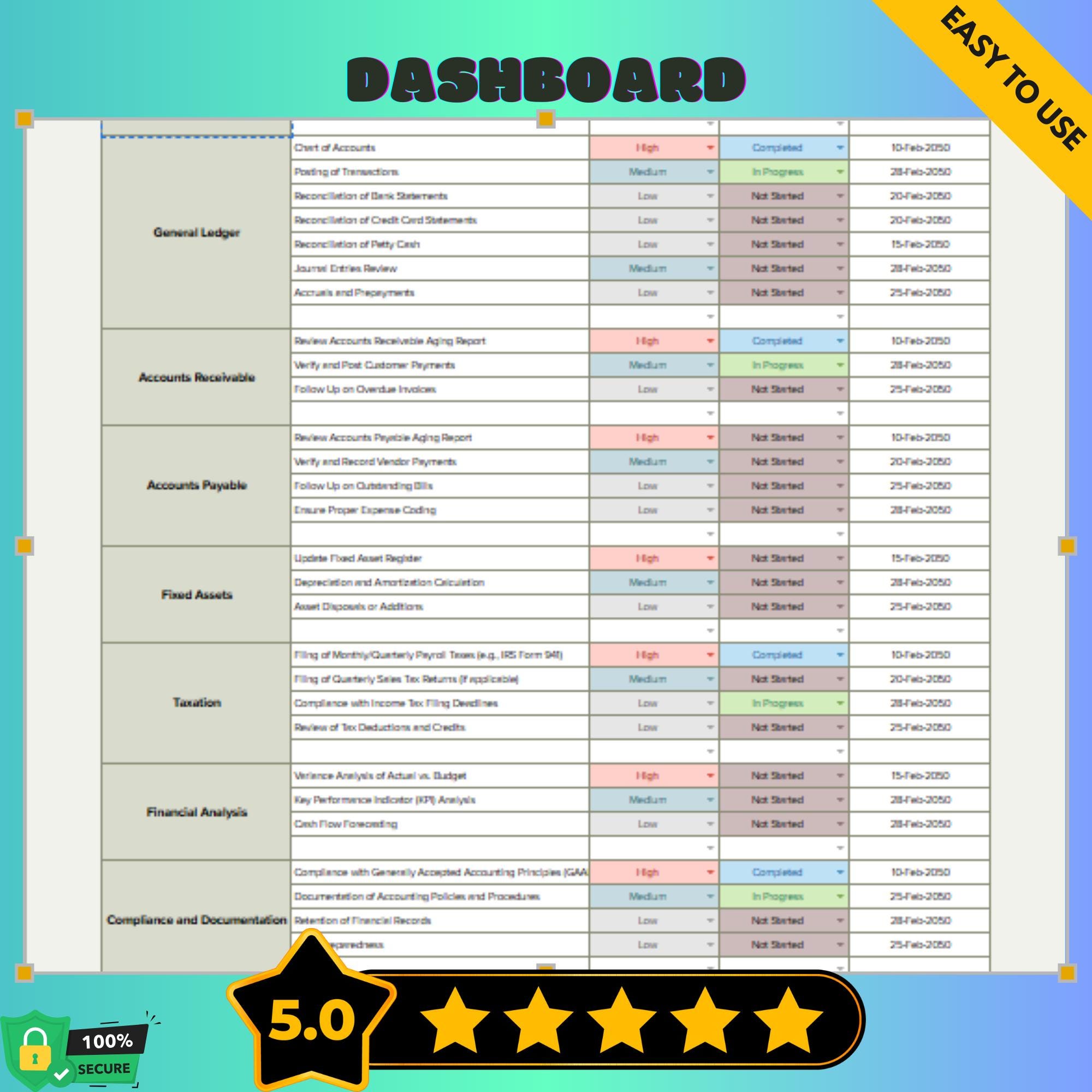 Accounting Checklist Template: Monthly & Year-end Tasks (digital ...