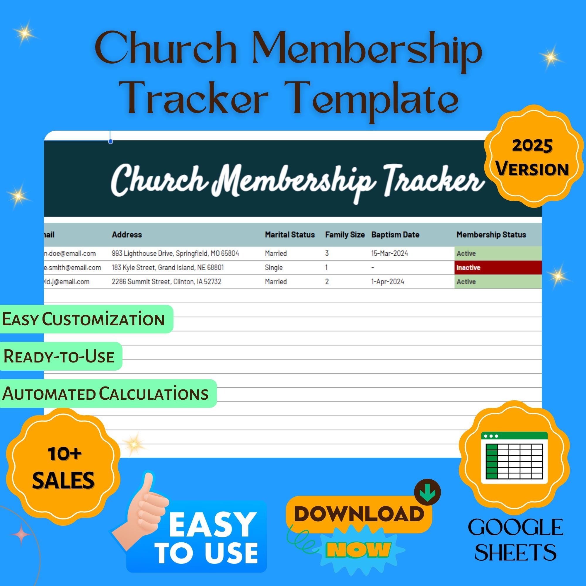 Church Membership Tracker Template, Church Attendance & Member Database ...