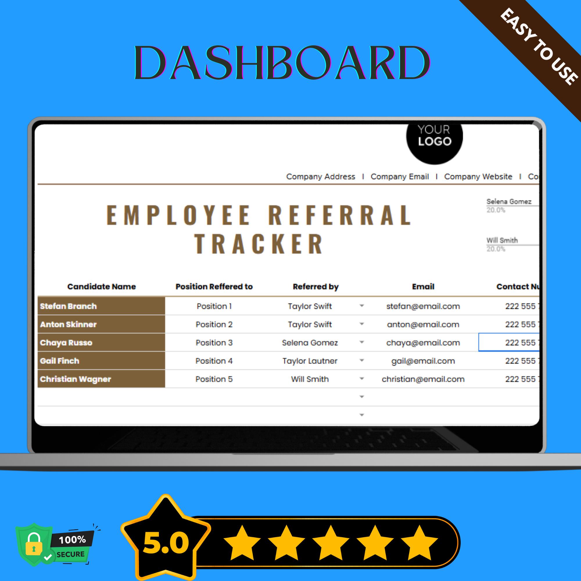 Employee Referral Tracker HR Template, Editable Google Sheets, Employee ...