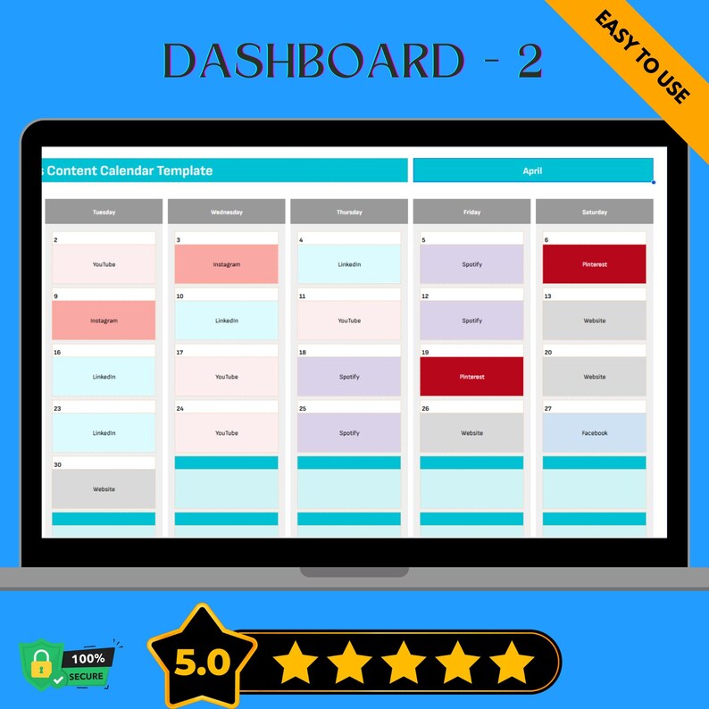 30-day Content Calendar Template for Social Media Planning, Google ...