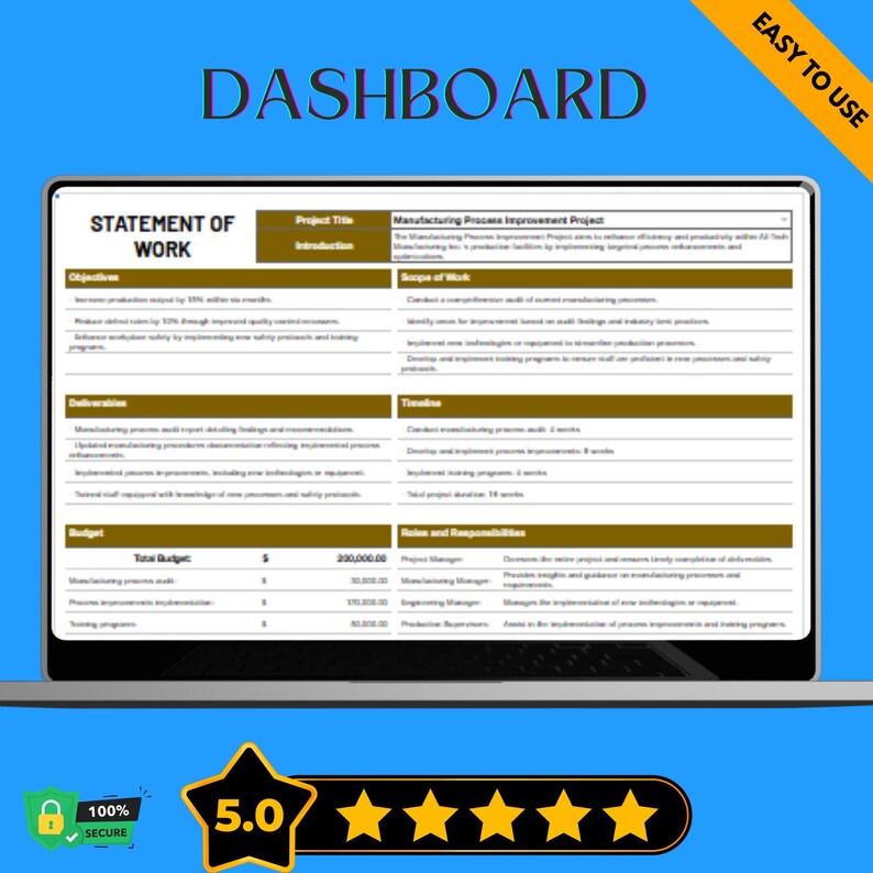 Manufacturing Statement of Work Template, Google Sheets SOW Agreement ...