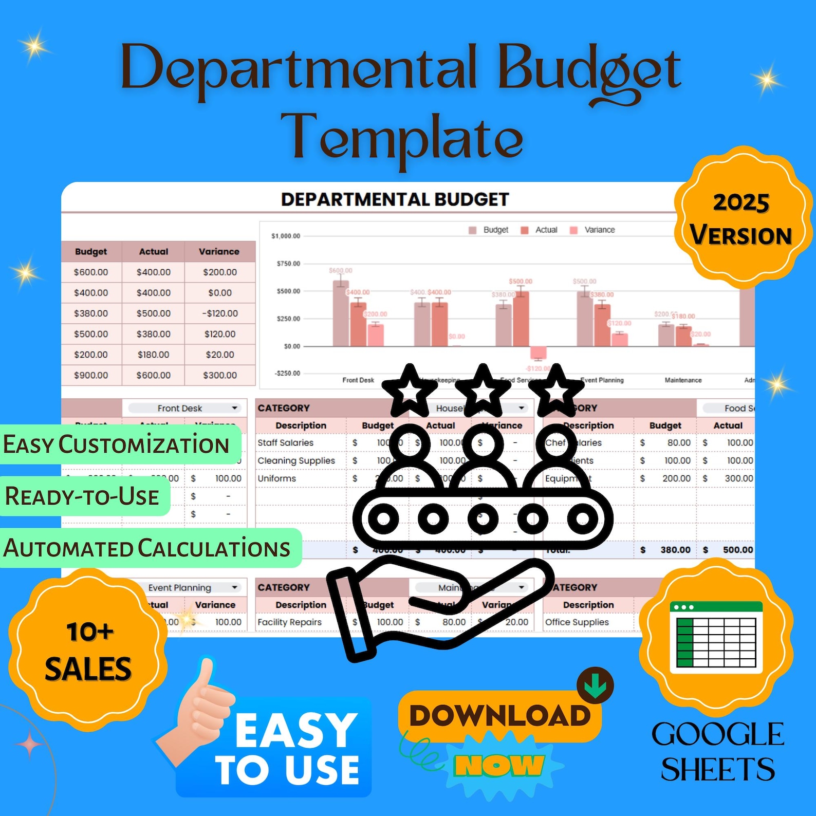 Departmental Budget Template for Google Sheets | Editable Business ...