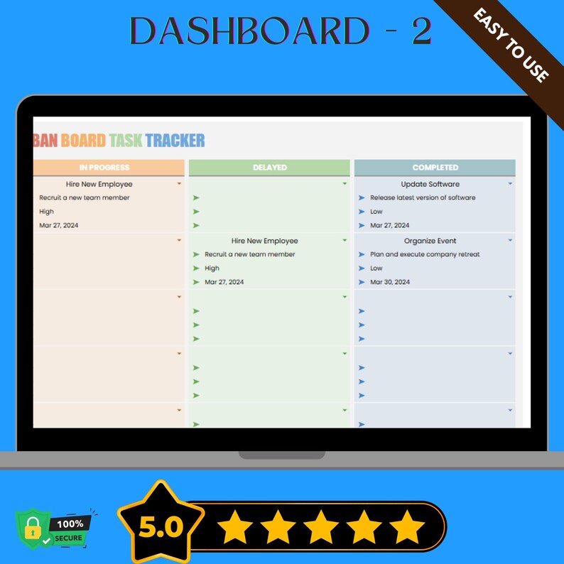 Kanban Board Task Tracker Template, Editable Google Sheets, Project ...