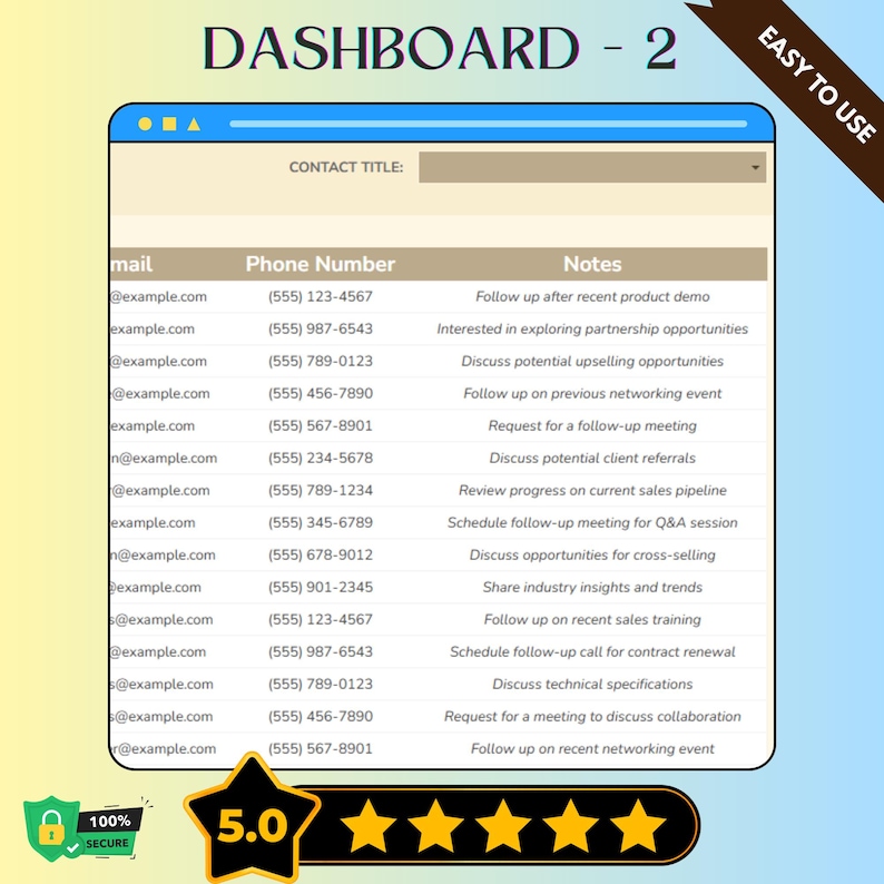 Google Sheets Contact List Template, Business & Personal Contact Organizer, Client Log, Email ...
